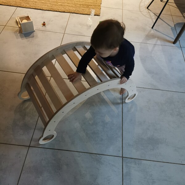 Climbing Arch Bow Rocker for Children, Play Ladder Birch Plywood Cradle ...