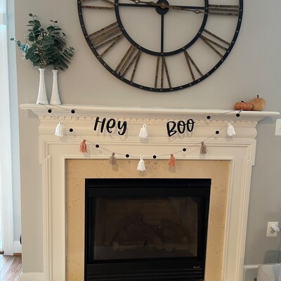 Hey Boo Garland With Yarn Ghost Halloween Garland Halloween Decoration ...