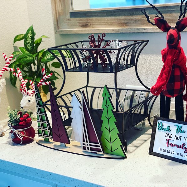 Christmas Tiered Tray Decor, Christmas Tiered Tray Mini Floral ...