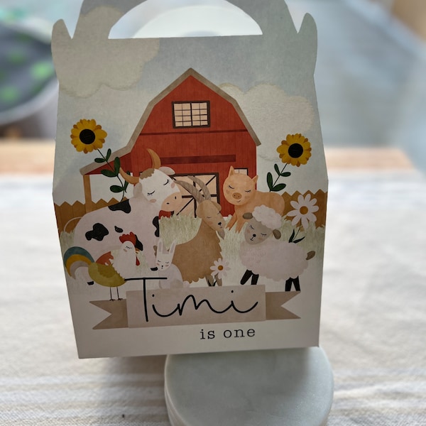 FARM Animals Personalised Children’s Party Box Gift Bag Favour - Etsy