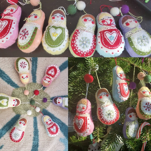 Felt PDF Sewing Pattern - Nesting Dolls - Felt Christmas Ornament ...