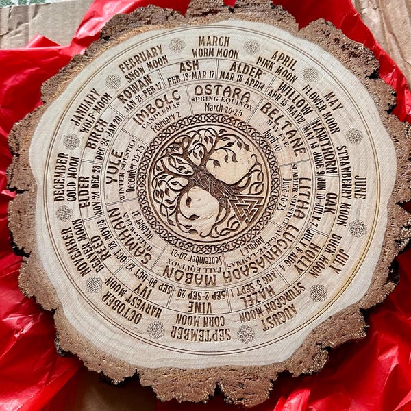 Wooden Wheel of the Year, Celtic Animal Zodiac, Pagan Calendar, Wiccan ...
