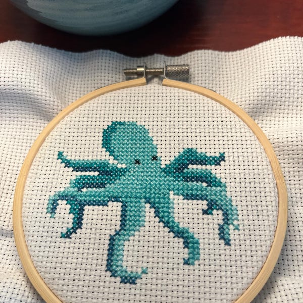 Octopus Cross Stitch Kit - Beginners Cross Stitch Kit - Mini Cross ...