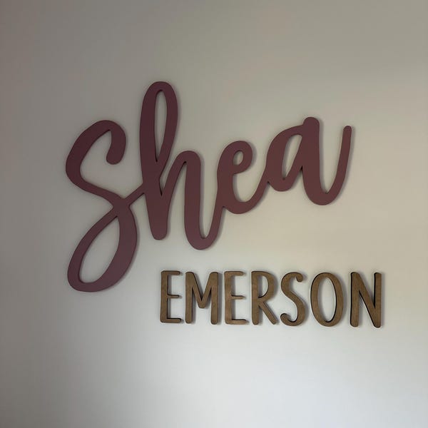 Freestanding Wooden Name Sign for Nursery | 3D Wooden Letter Name Sign ...