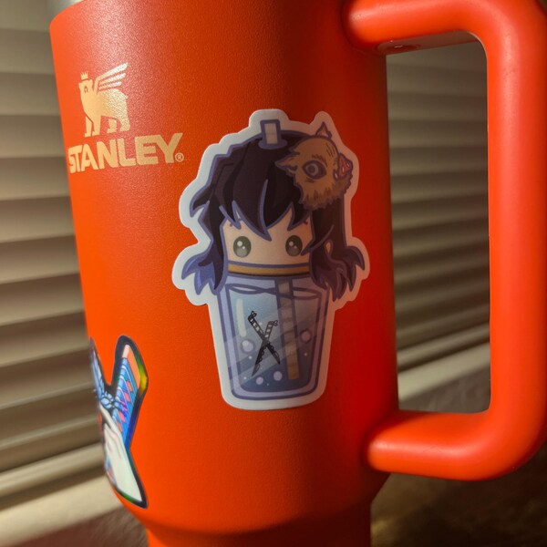 Demon Fire Breathing Anime Boba Drink Sticker | Thick Weatherproof ...