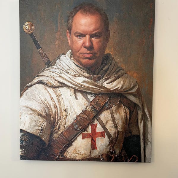 Custom Knight Portrait Painting From Photo, Crusader Knight, Historical ...