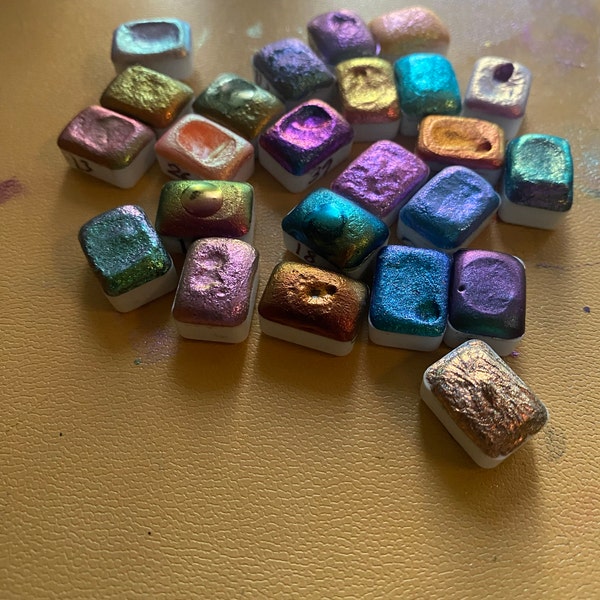 Handmade Watercolour Tester Pack - Set of 24 Mini Pans - Metallic and ...