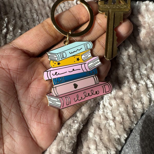 Book Lovers Gold Enamel Keychain - Etsy