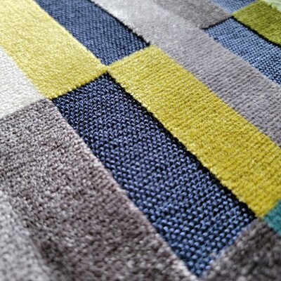 Shades of Blue/green Shell Pattern Woven Crypton Coated Upholstery ...
