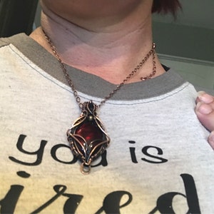 Red Fire Labradorite Pendant Copper Wire Wrapped Pendant Handmade ...