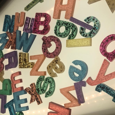 Uppercase ONLY Multicolored Glitter Resin Alphabet - Etsy