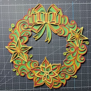 Christmas Wreath 3D Zentangle Svg Files, Multilayer Panel for Laser ...