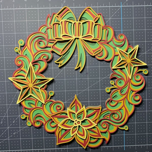 Christmas Wreath 3D Zentangle Svg Files, Multilayer Panel for Laser ...