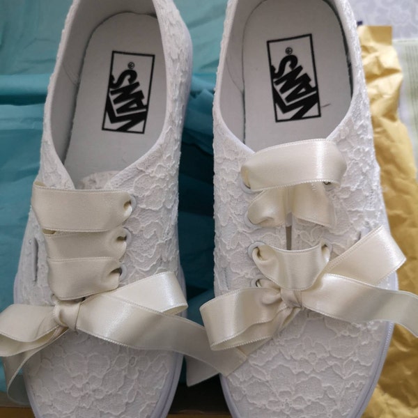 Custom Vans Bridal, Ivory Wedding Vans for Bride, Customized Vans ...