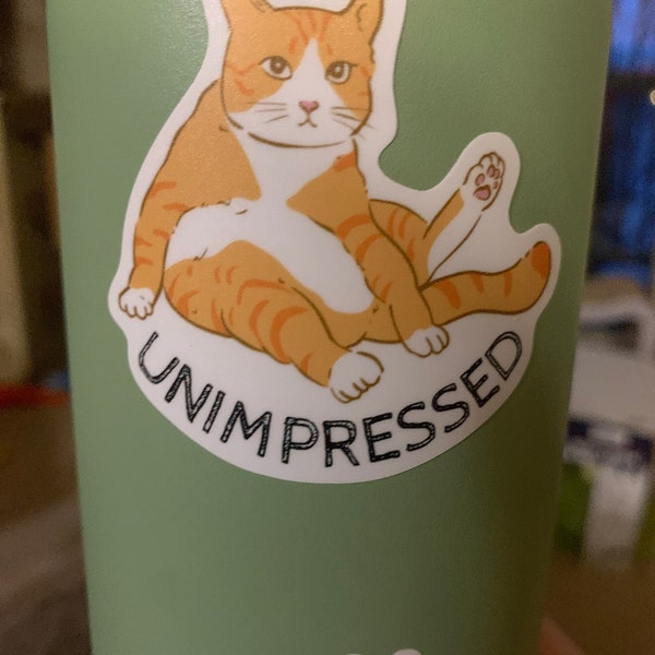 Unimpressed Orange Cat Sticker, Funny Waterproof Vinyl Decal - Etsy