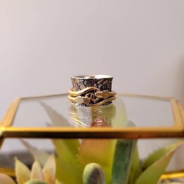 Silver Spinner Ring Snake Ring Ouroboros Ring Sterling Silver Mens Ring ...