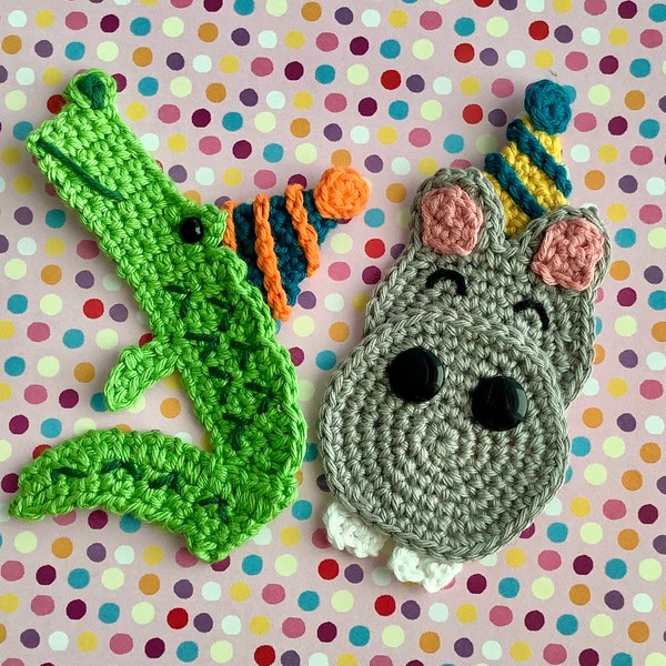 PATTERN | Crochet Zoo Animals Applique PDF | Party Animals | Party Hat ...