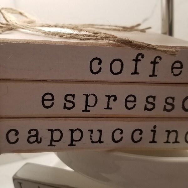 Coffee Bar MINI Wooden Books, Personalized Books, Coffee Bar Decor ...