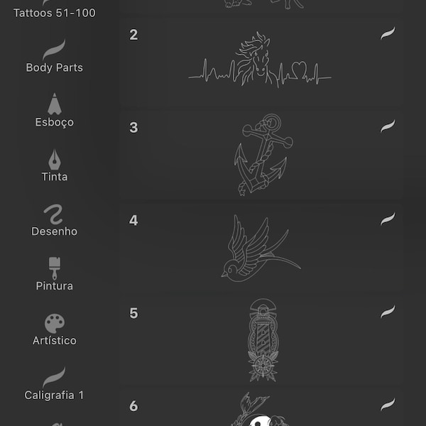 Procreate Tattoos | Procreate Tattoo Brushset | Tattoo Stencil ...