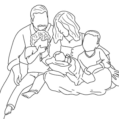 Couple Outline, One to Two People Outline Drawing, Two Person Sketch ...