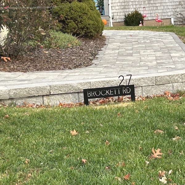 Custom Lawn Address Sign, Metal Driveway Yard Sign With Stakes, House ...