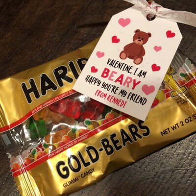 Valentine's Day Tag, Bear Valentine's Tag, I'm Beary Happy, Teddy Bear ...