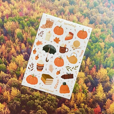 FALL Autumn Themed Sticker Sheet Cute Journal Planner - Etsy Canada