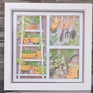 3D SVG Gardening Shadow Box SVG Spring Garden With Leaves and Flowers ...