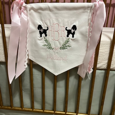Custom Baby Banner Floral Crest Welcome Banner, Hospital Door or Crib ...