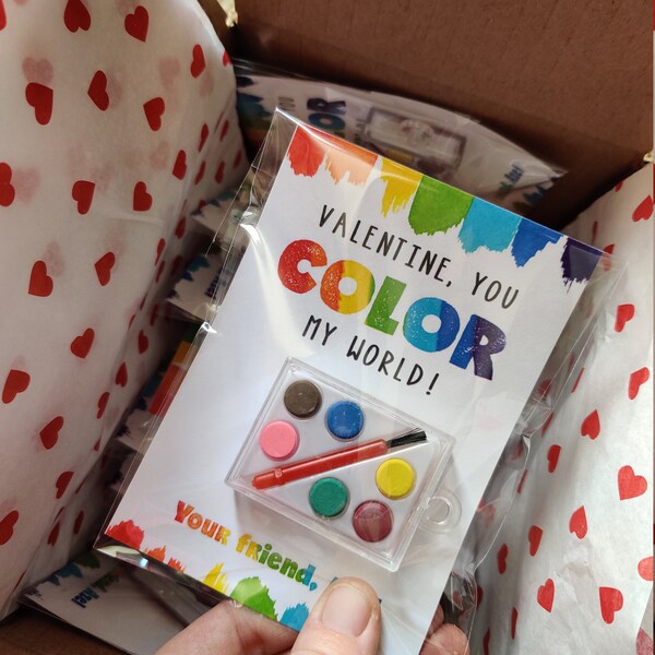 Valentine Cards for Kids, PRINTED Color My World Valentines, Valentine ...