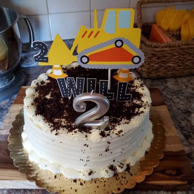 Bulldozer Cake Topper Construction Cake Toppers Personalized - Etsy