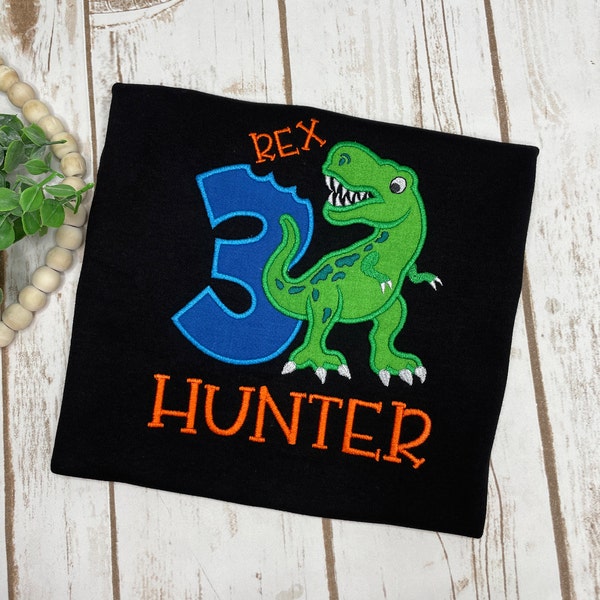 Rex Number 3 Applique,birthday Rex,birthday Boy Applique,third Birthday ...