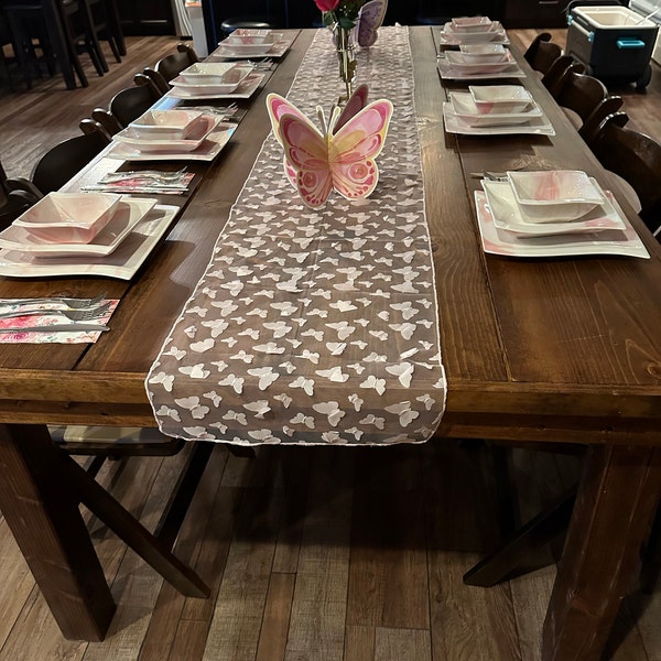 Light Pink 3D Butterfly Mesh Table Runner – 15"x108” | Baby Shower ...