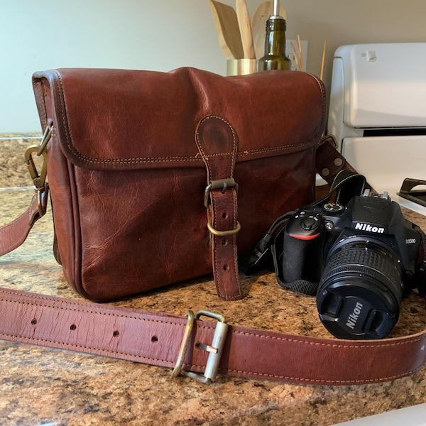 Leather Camera Bag DSLR ,leather Camera Satchel Bag, Leather Shoulder ...