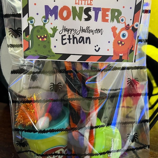 Halloween Monster Bag Toppers: Editable Printable Party Tags Hatt1 - Etsy