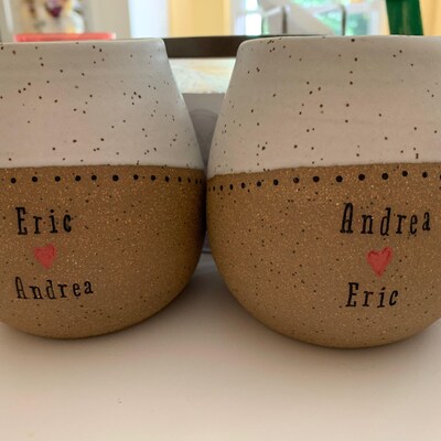 Pottery Handmade Wine Cups With Names Personalized Wedding - Etsy