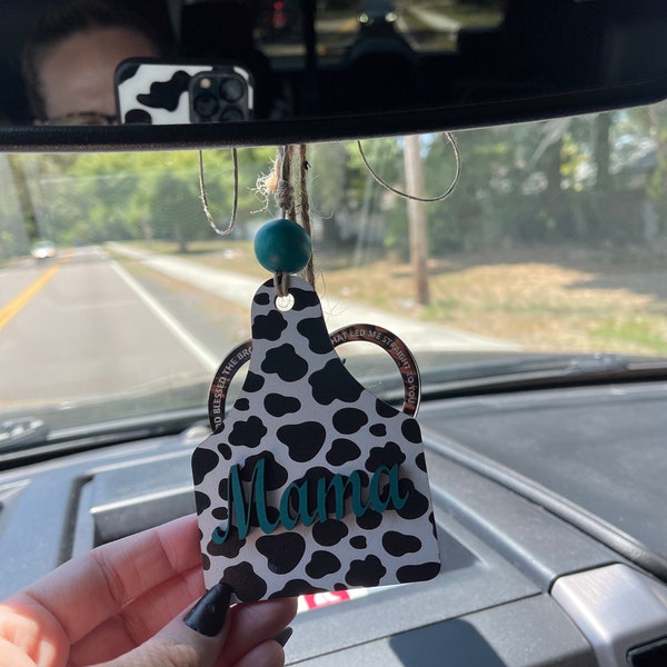 Cow Tag Car Char, Custom Car Charm, Mama Car Char, Christmas Gift, 2022 ...