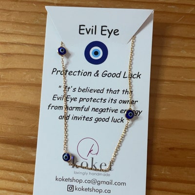 Evil Eye Bracelet, Gold Plated Paper Clip Chain, Evil Eye Connector ...
