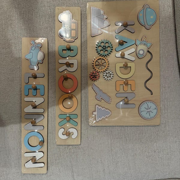 Personalized Wooden Busy Board Name Puzzle, First Birthday Gifts for ...
