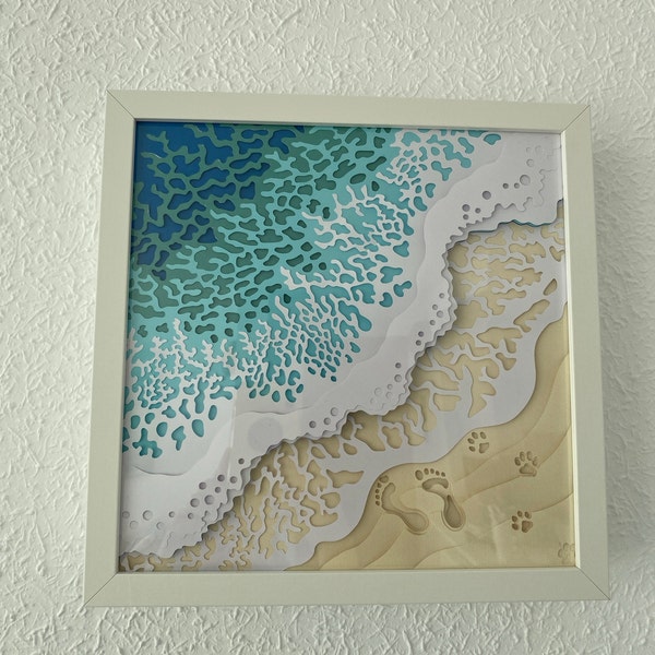 3D Sea Turtle Shadow Box SVG Layered Turtle & Beach Shadowbox for ...