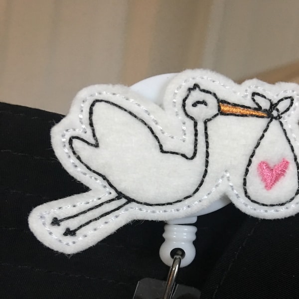 Stork Badge Reel / Nurse Badge Reel / OBGYN / Retractable ID Badge ...