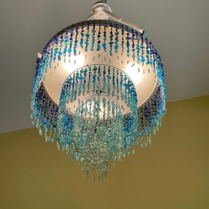 Sea Glass Chandelier Lighting FLUSH MOUNT Ceiling Light Fixture Coastal ...