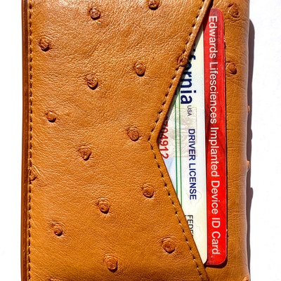 Black Red Leather Bifold Wallet, Double Sided Genuine Ostrich Wallet ...