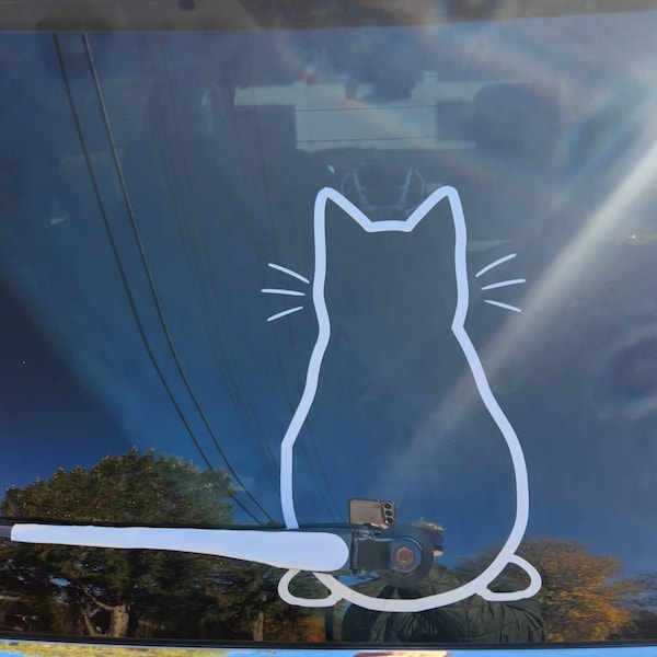 Kitty Cat Windshield Wiper - Di Cut Decal - Home/laptop/computer/truck ...