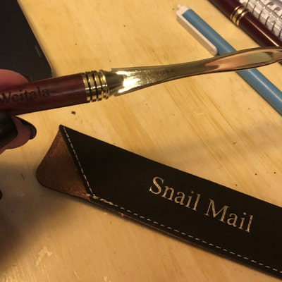 Deluxe Personalized Letter Opener, Engraved Wood and Brass Letter ...