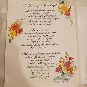 Custom Calligraphy Quote, Poem, Verse, Love Letter, Wedding Vows, Signs ...