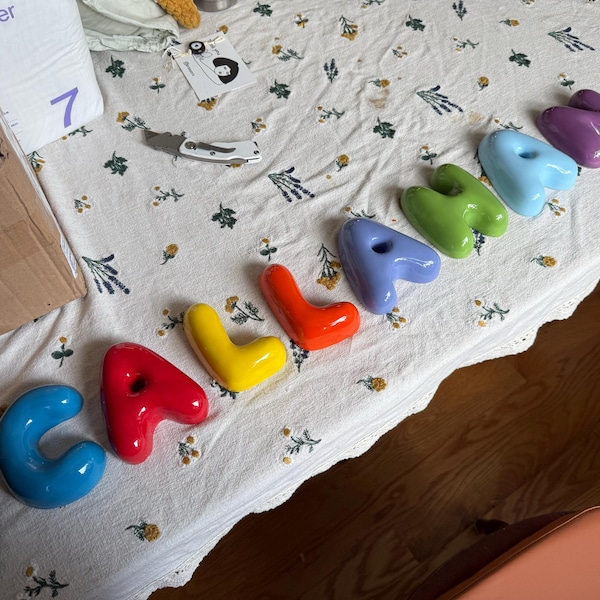 Ceramic Bubble Letters-ceramic Bubble Letter: Colorful Handmade ...