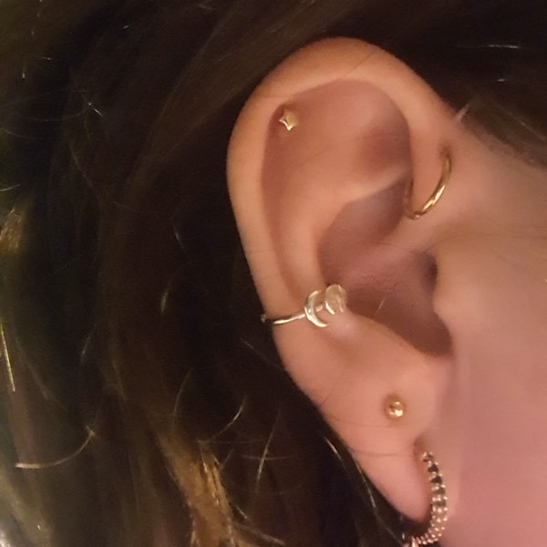 Moon Phases Conch Piercing, Cartilage Earring, Celestial Daith Earring ...