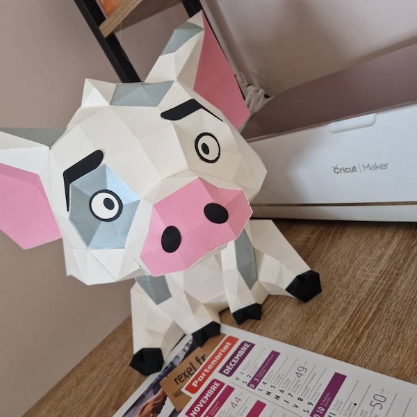 3D Papercraft Pig PDF, SVG Templates for Cricut Projects, DIY Pig Low ...