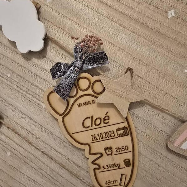 Footprint Birth Sign Svg, Laser Cutting, Birth Details Digital Cut File ...